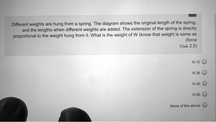 [GET ANSWER] different weights are hung from spring the diagram shows ...