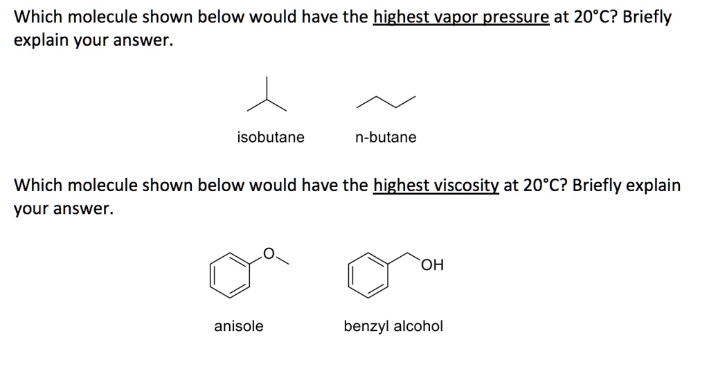 VIDEO solution: Which molecule shown below would have the highest vapor ...