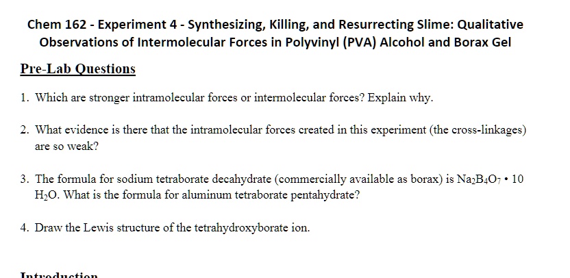 SOLVED: Chem 162 Experiment 4 - Synthesizing, Killing, and Resurrecting ...