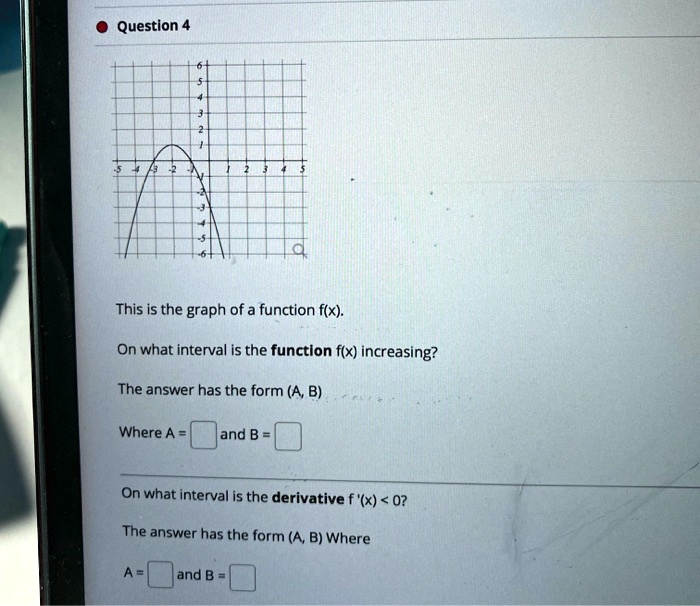 Question 4 This Is The Graph Of A Function Fx On What Interval Is The 0358