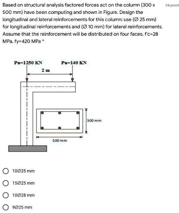 Based on structural analysis factored forces act on the column (300 x ...