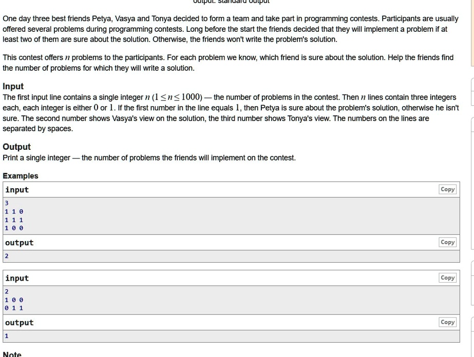 Solved Texts Codeforces 231 A Code Must Be Written In C Language Input And Output Should Be