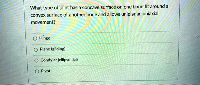What type of joint has a concave surface on one bone fit around a ...