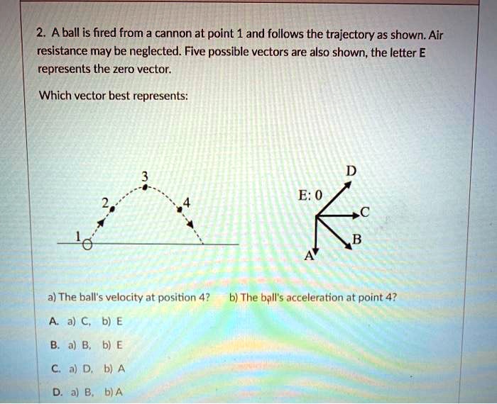 SOLVED: A ball is fired from 3 cannons at point 1 and follows the trajectory as shown. Air ...