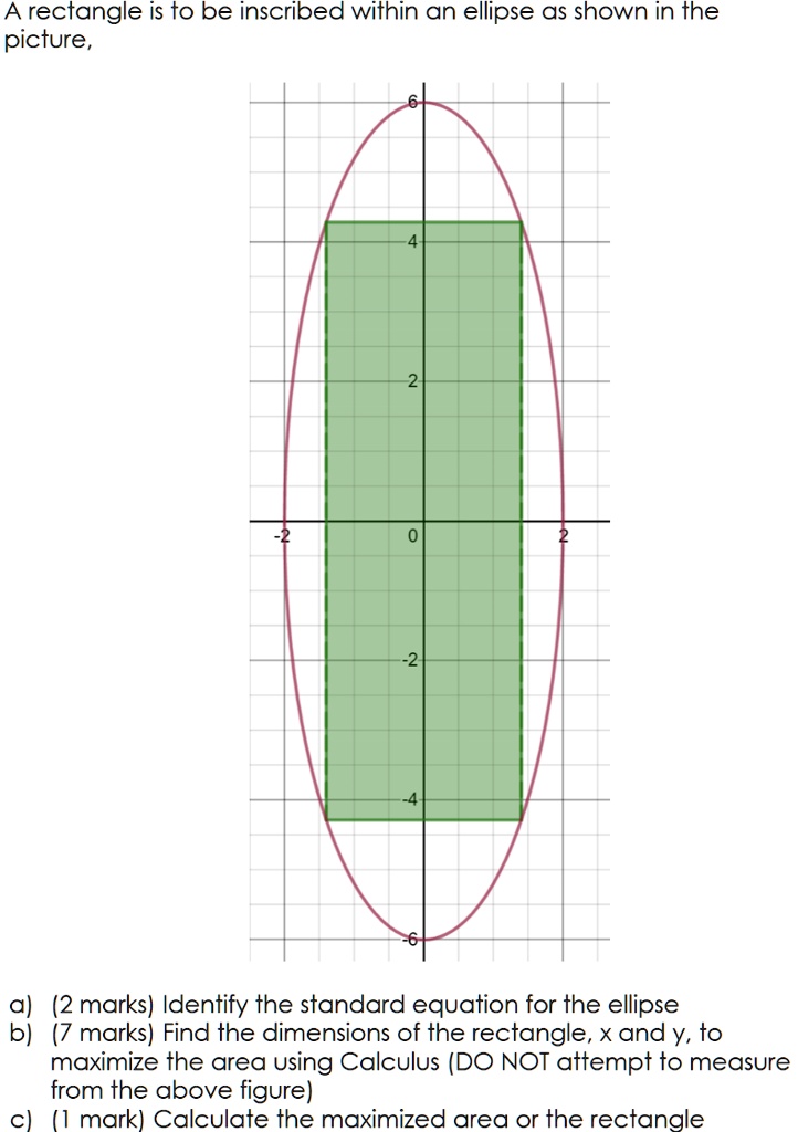 SOLVED:rectangle is to be inscribed within an ellipse as shown in the ...
