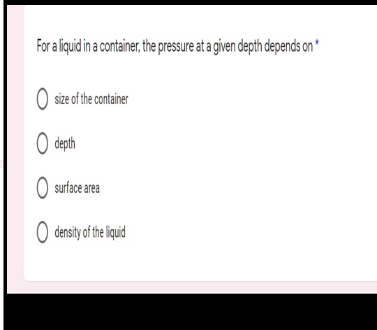 SOLVED: 'Fora liquid in a container; the pressure at a given depth ...