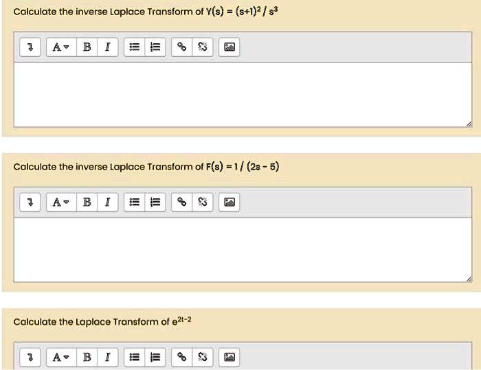 SOLVED: Calculate the inverse Laplace Transform of Y(s) = (s+1)2 /s3 ...