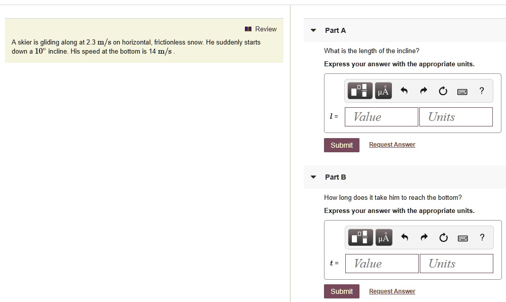 SOLVED: Review, Part A skier is gliding along at 2.3 m/s on horizontal ...