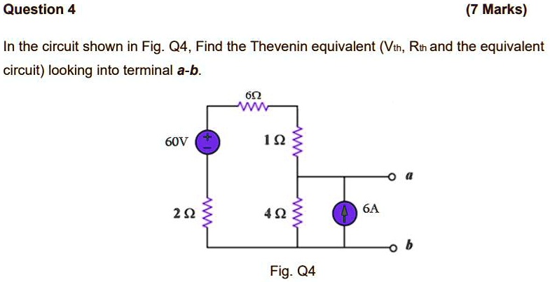 SOLVED: Question 4 Marks) In the circuit shown in Fig: Q4, Find the Thevenin equivalent (Vth ...