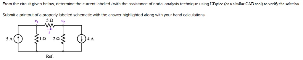 From the circuit given below, determine the current labeled i with the assistance of nodal ...