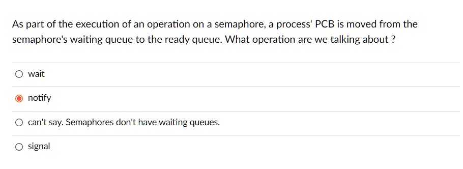 Solved As Part Of The Execution Of An Operation On A Semaphore A 7334
