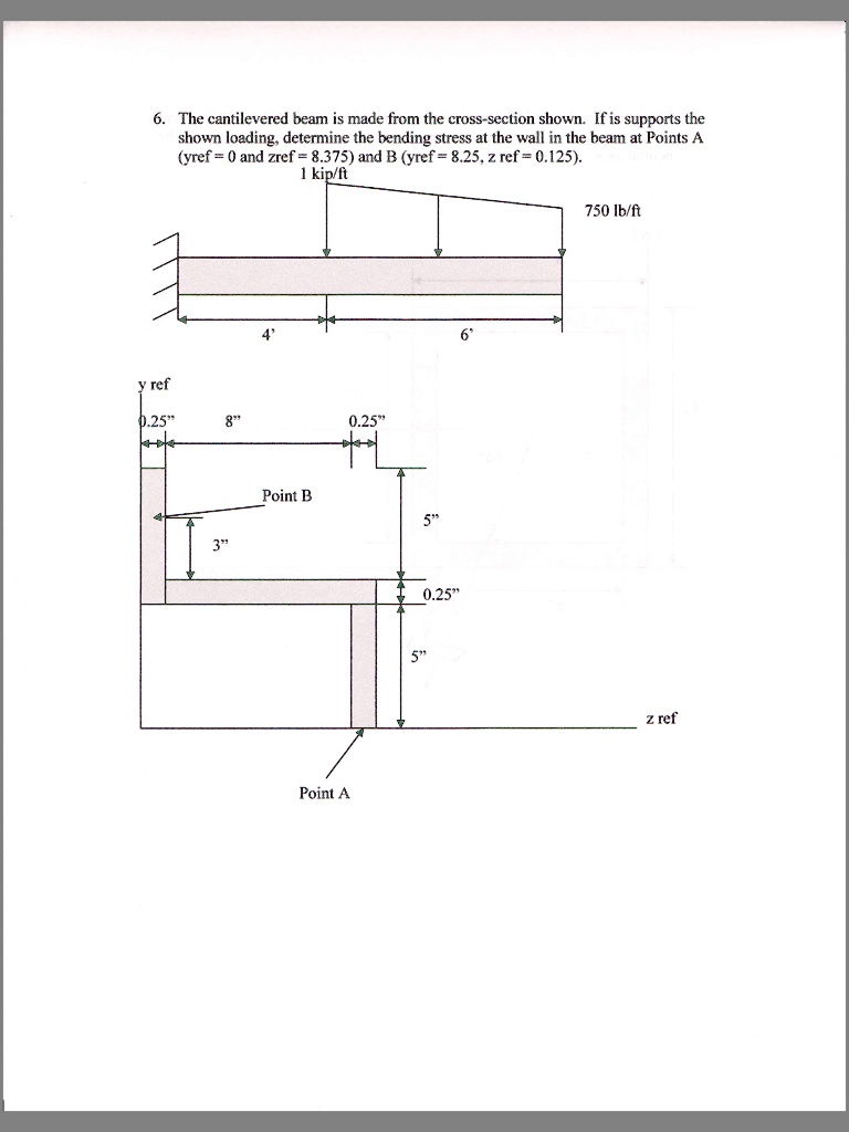 6. The cantilevered beam is made from the cross-section shown. If is ...