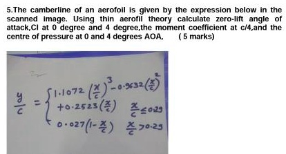 SOLVED: The camber line of an airfoil is given by the expression below ...