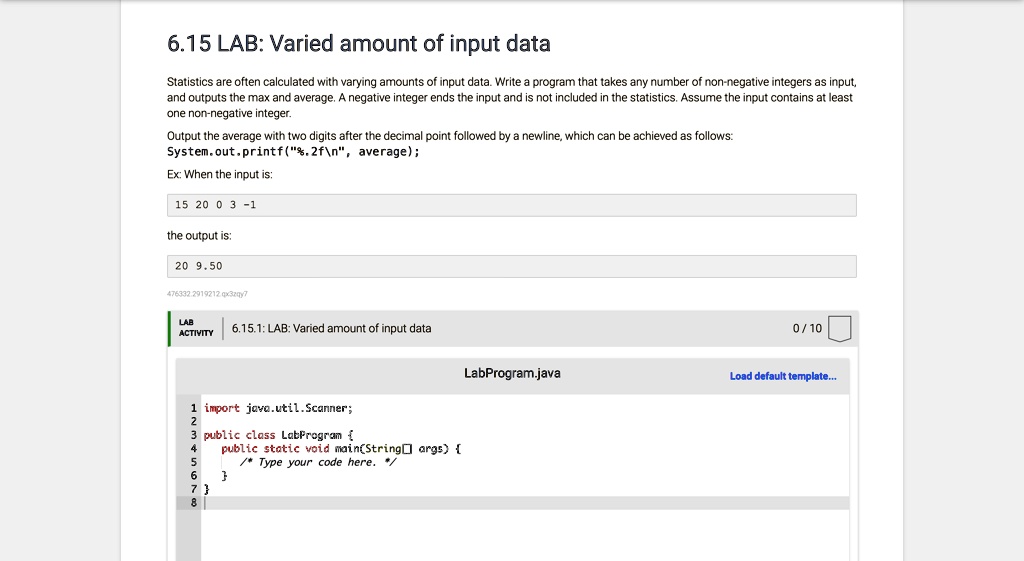Solved Texts In Java Please 615 Lab Varied Amount Of Input Data And Outputs The Max And