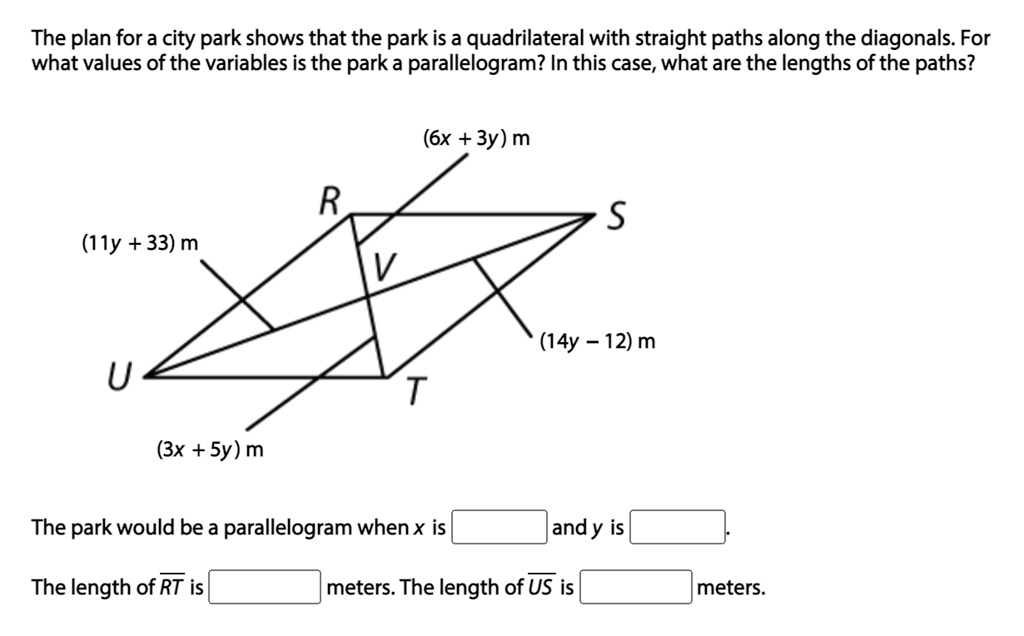 SOLVED:The plan for a city park shows that the park is a quadrilateral ...