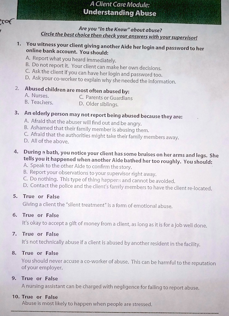 1 you witness your client giving another aide her login and password to ...