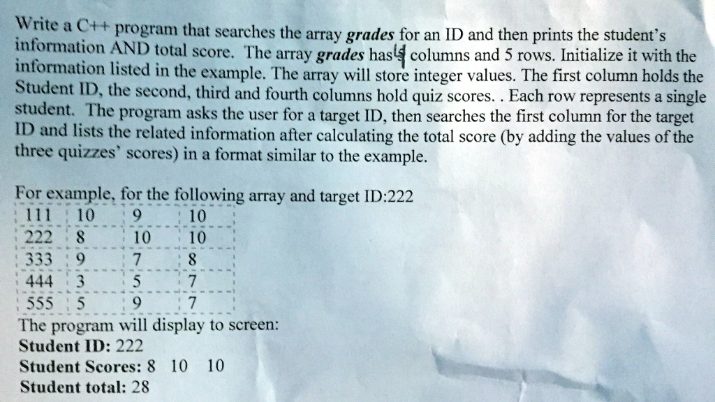 id and lists the related information after calculating the total score by adding the values of ...