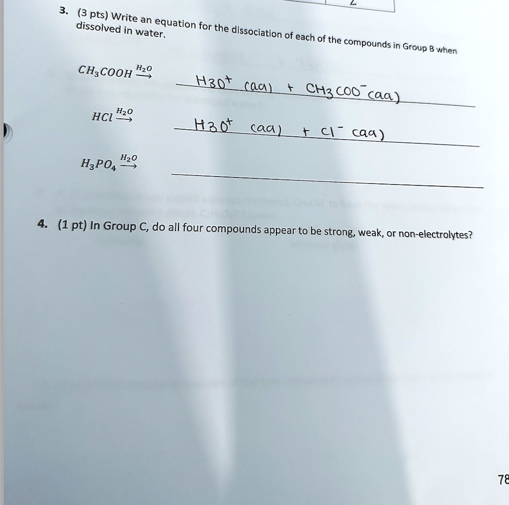 Solved 3 Write An Equation For The Dissociation Of Each Of The
