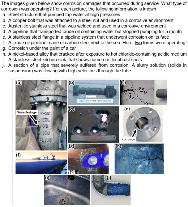 SOLVED: The images given below show corrosion damages that occurred ...