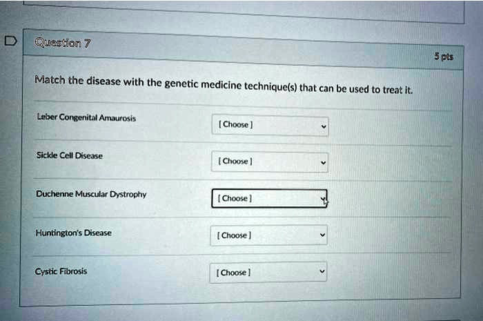 questcr 5 pes match the disease with the genetic medicine techniques ...
