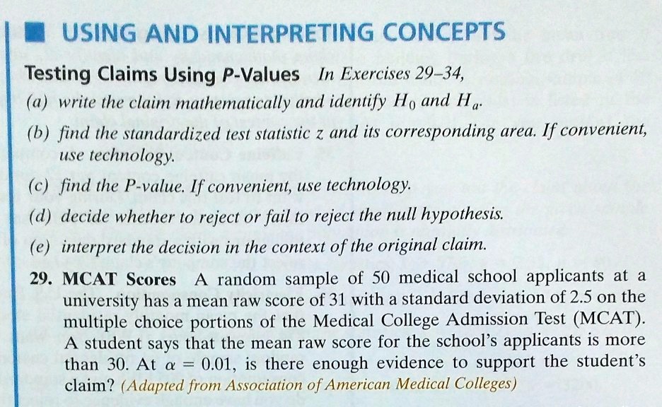 SOLVED: USING AND INTERPRETING CONCEPTS Testing Claims Using P-Values ...