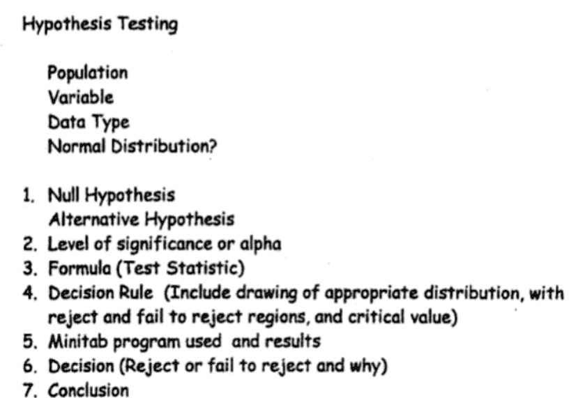 Hypothesis Testing Population Variable Data Type Normal Distribution? 1 ...