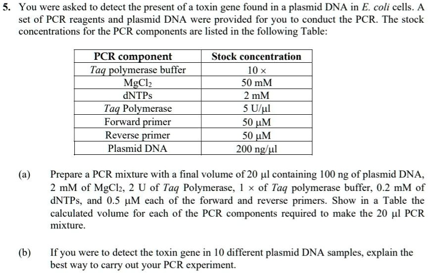 SOLVED: You were asked to detect the presence of a toxin gene found in ...