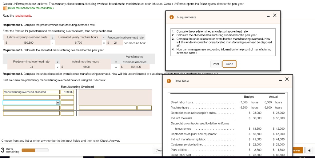 SOLVED: Classic Uniforms produces uniforms. The company allocates ...