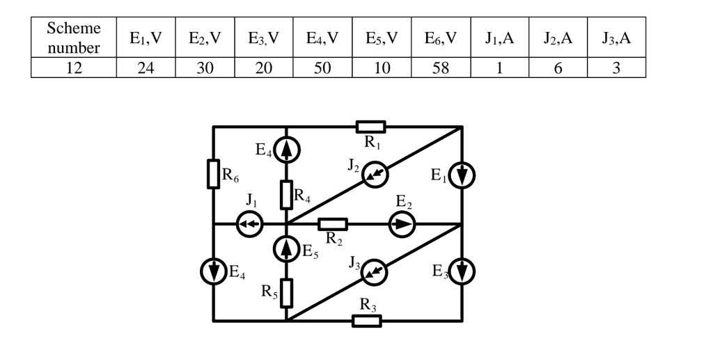 SOLVED: Task 1: Determine the currents (I) and voltages (V) within the provided circuit using ...