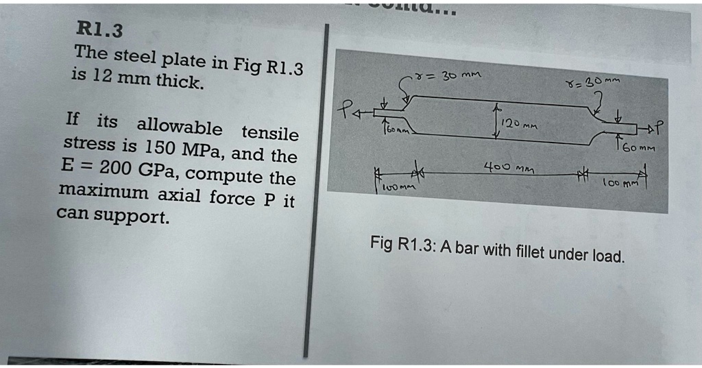 R1.3 The steel plate in Fig R1.3 is 12 mm thick. If its allowable ...