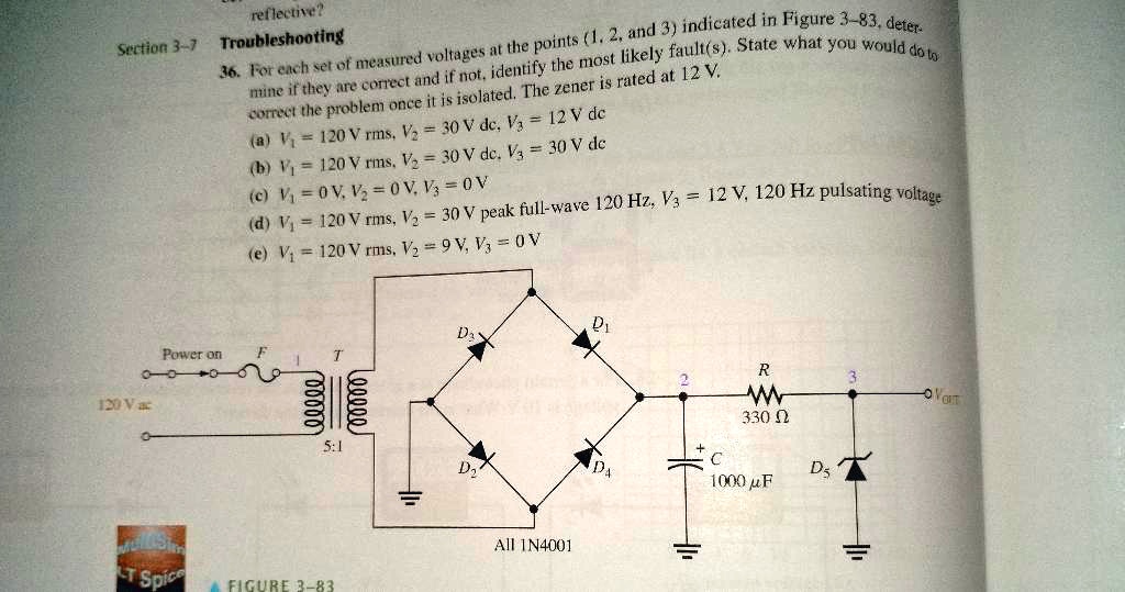 SOLVED: For each set of measured voltages at the points (1, 2, and 3 ...