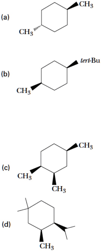 a) Name the given structures. B) Draw both chair forms of each of the following compounds and ...