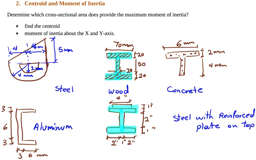SOLVED: Centroid and Moment of Inertia Determine which cross-sectional ...