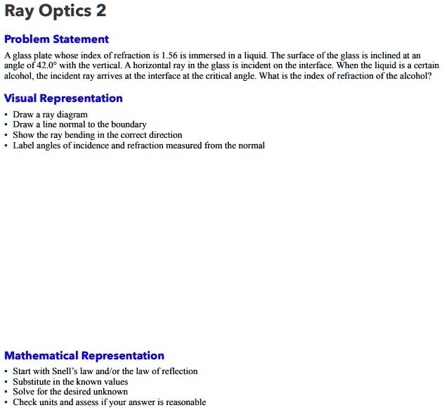 SOLVED: Ray Optics 2 Problem Statement: A glass plate whose index of ...