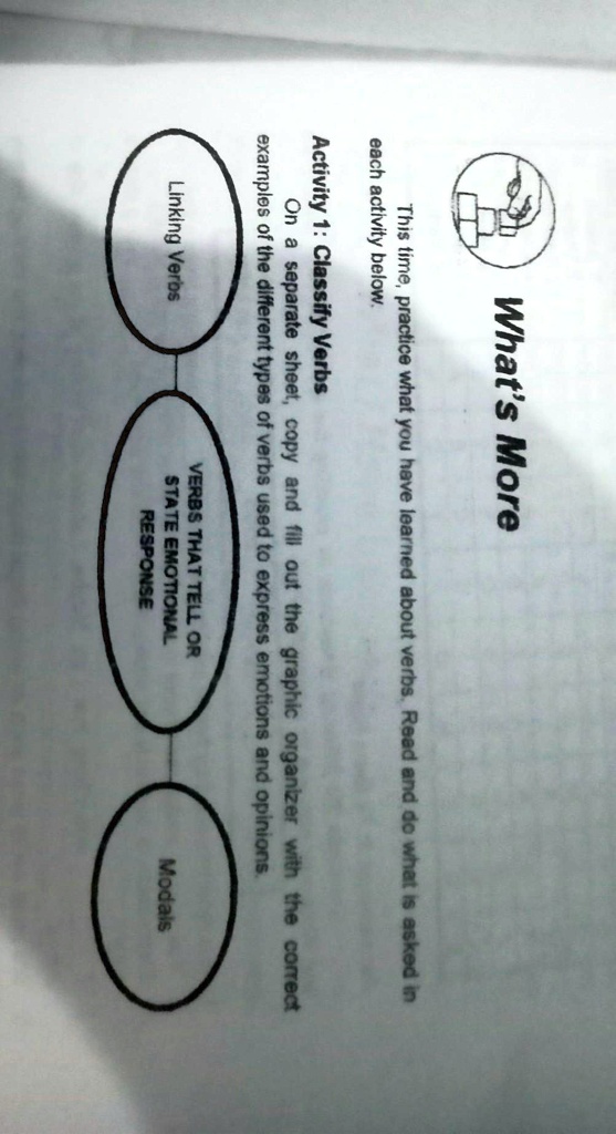 SOLVED: Activity 1: Classify Verbs' Copy and fill out the graphic ...