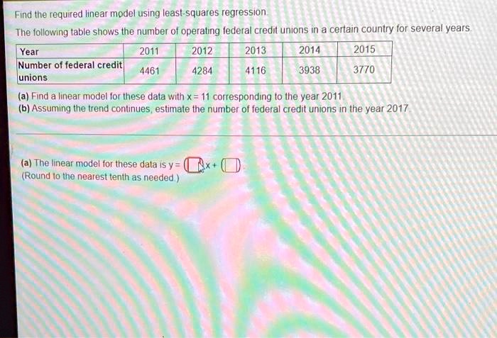 SOLVED: Find the required linear model using least-squares regression ... SOLVED: Find the required linear model using least-squares regression ...