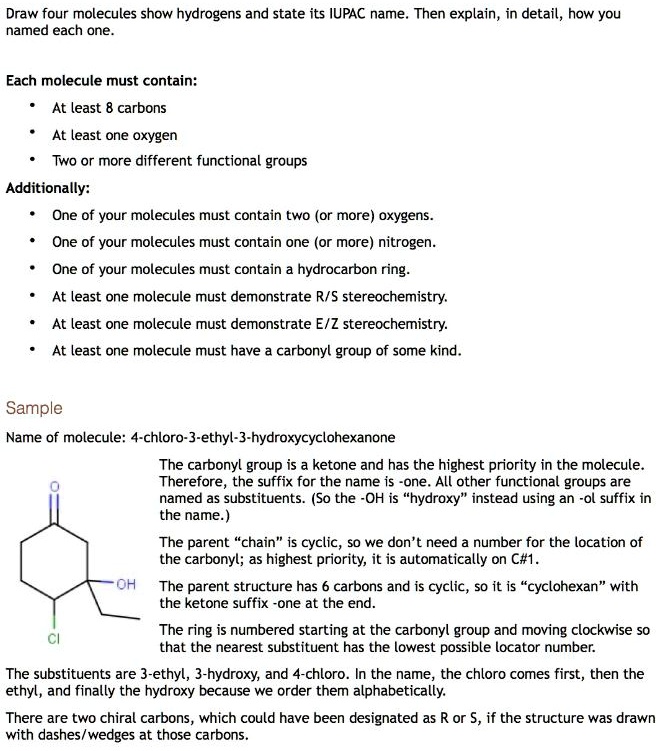 SOLVED: Draw four molecules showing hydrogens and state their IUPAC ...