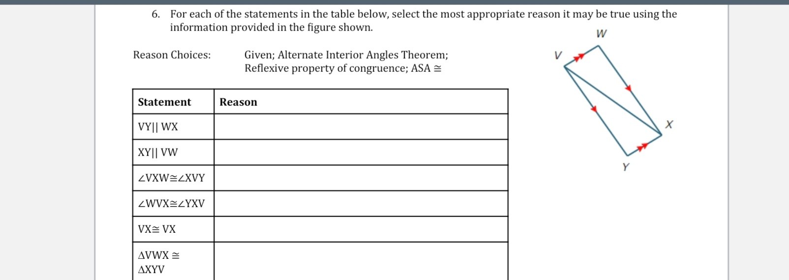 SOLVED: 6. For each of the statements in the table below, select the ...