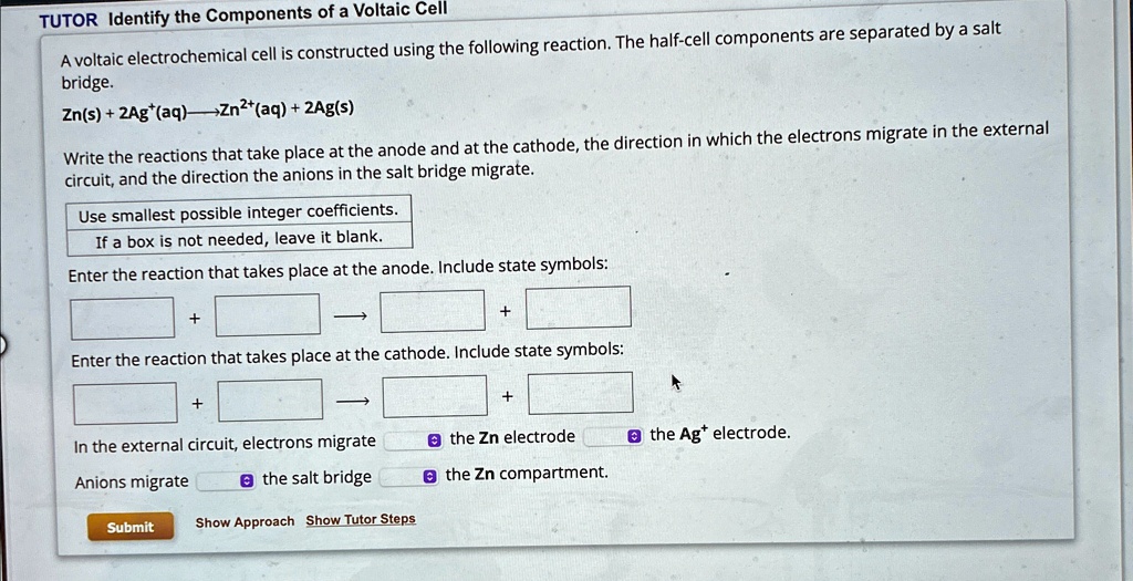 tutor identify the components of a voltaic cell a voltaic ...
