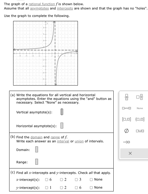 SOLVED: Texts: The graph of a rational function is shown below. Assume ...