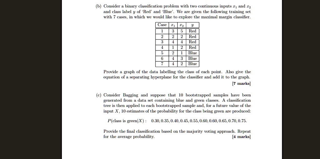 SOLVED: Consider a binary classification problem with two continuous ...