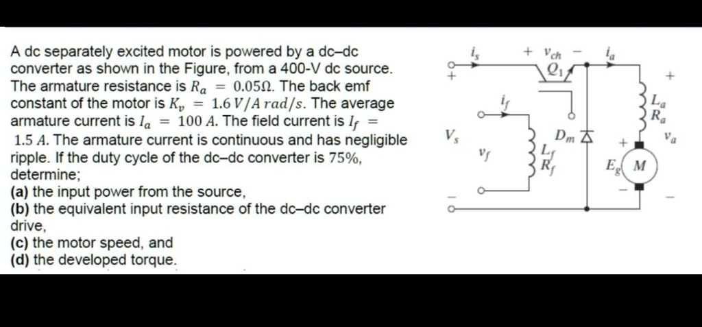 SOLVED: Texts: A DC separately excited motor is powered by a DC-DC ...