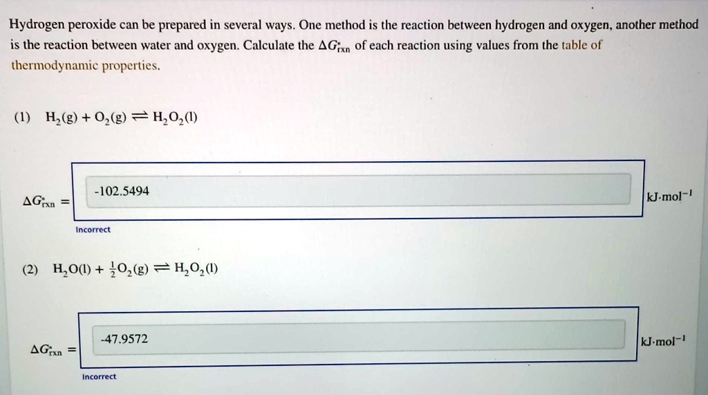 hydrogen peroxide can be prepared in several ways one method is the ...
