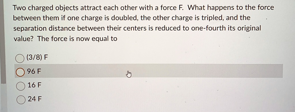 Two Charged Objects Attract Each Other With A Force F What Happens To