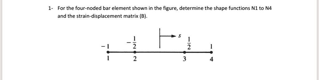[GET ANSWER] 1- For the four-noded bar element shown in the figure, determine the shape ...