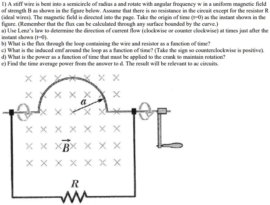 SOLVED: 1) A stiff wire is bent into a semicircle of radius a and ...