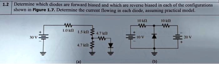 SOLVED: 1.2 Determine which diodes are forward biased and which are reverse biased in each of ...