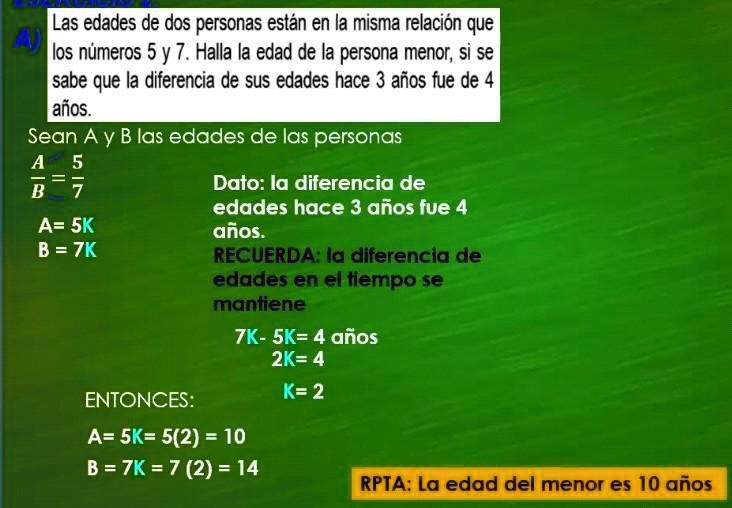 las edades de dos personas estan en la misma relacion que los numeros 5 ...