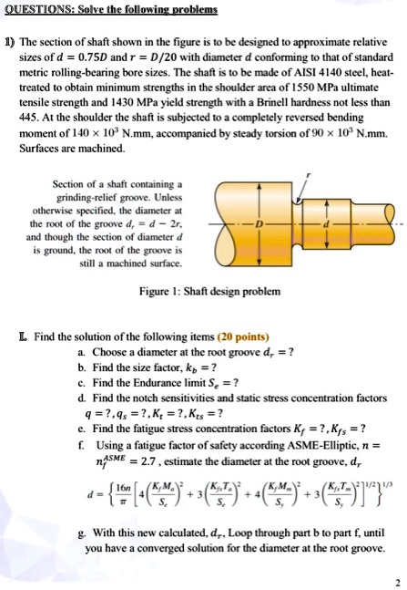 SOLVED: QUESTIONS: Solve the following problems 1) The section of shaft ...