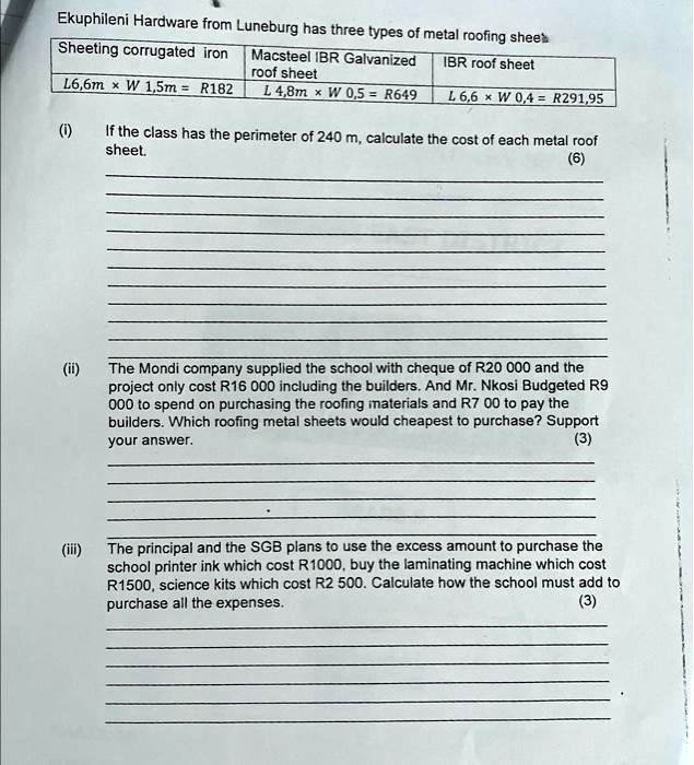 Ekuphileni Hardware from Luneburg has three types of metal roofing shee Sheeting corrugated iron ...